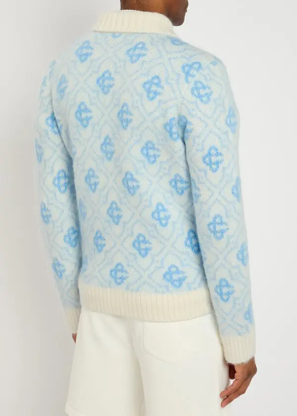 Casablanca Logo-monogrammed Brushed-knit Jacket - Blue
