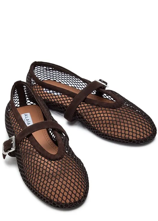 Alaïa Mesh Ballet Flats - Brown