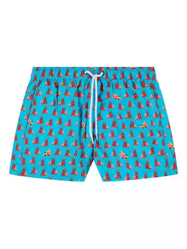 Sundek Dog-print Swim Shorts - Blue