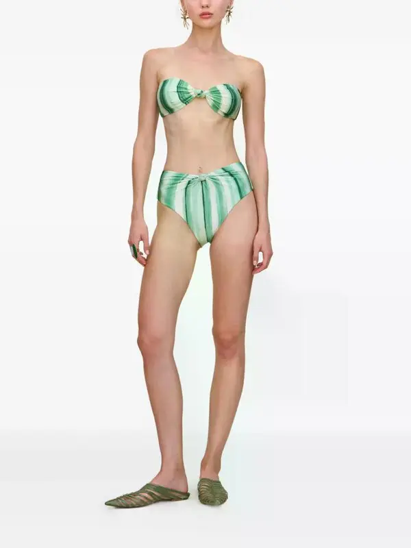 Cult Gaia Oswin Painted-stripe Bandeau Bikini Top - Green