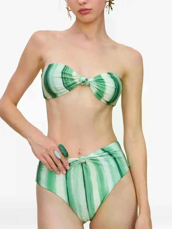 Cult Gaia Oswin Painted-stripe Bandeau Bikini Top