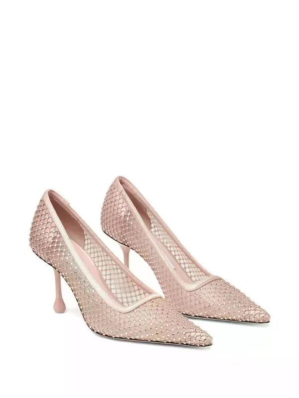 JIMMY CHOO 80mm Ixia Crystal-embellished Mesh Pumps