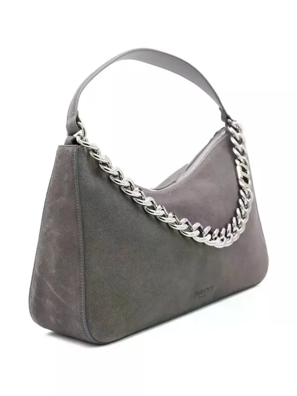 TWINSET Liliane Chain-embellished Suede Shoulder Bag - Grey