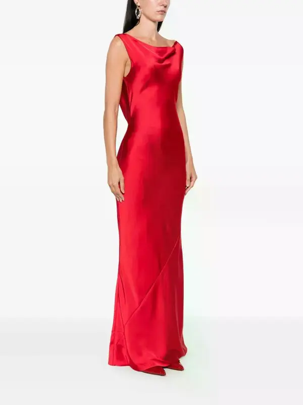 Norma Kamali Cowl-neck Draped Maxi Dress - Red