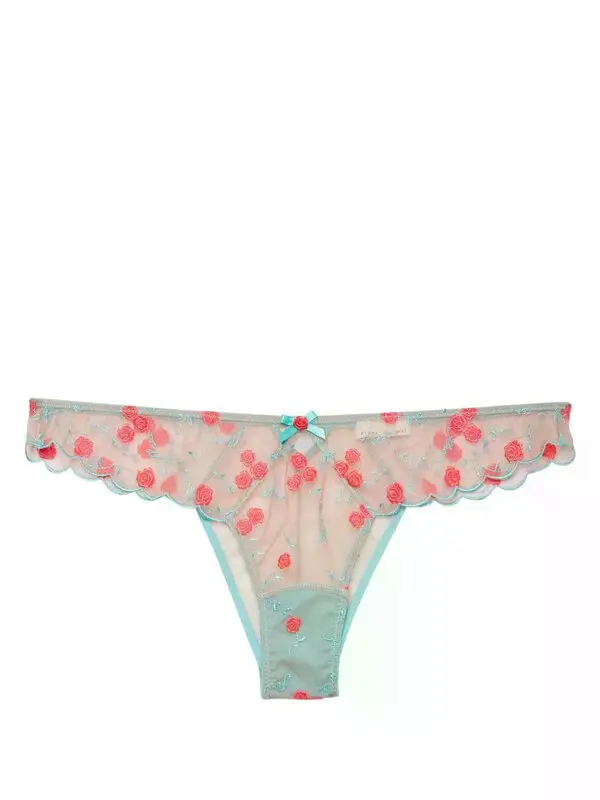 FLEUR DU MAL Rose And Vine Embroidered Cheeky Briefs