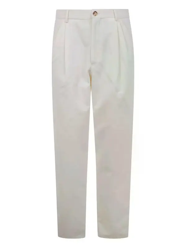 Brunello Cucinelli Pleated Cotton Trousers - Neutrals