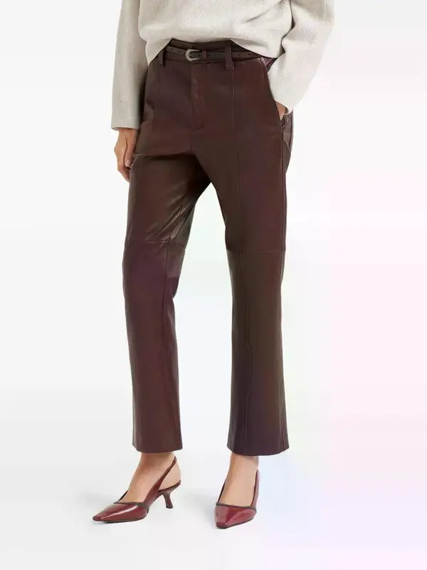 Brunello Cucinelli Leather Flared Trousers