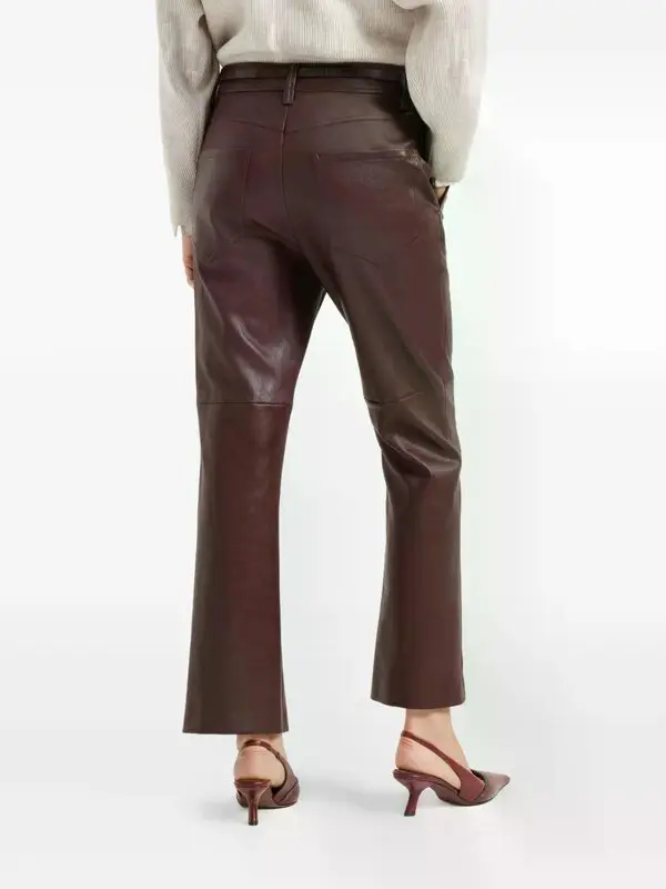Brunello Cucinelli Leather Flared Trousers