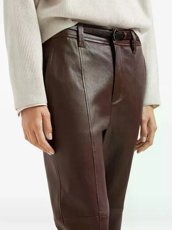 Brunello Cucinelli Leather Flared Trousers