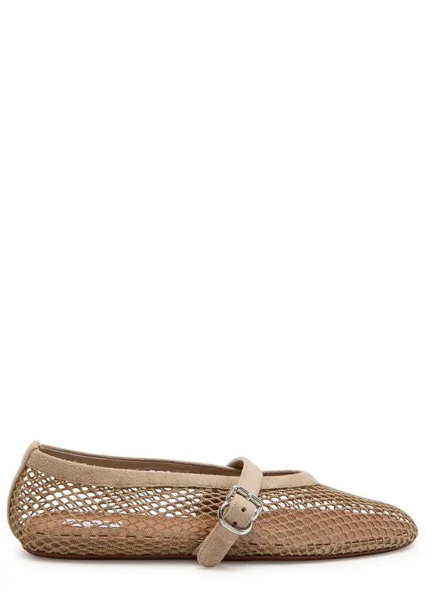Alaïa Mesh Ballet Flats With Buckled Strap - Grey