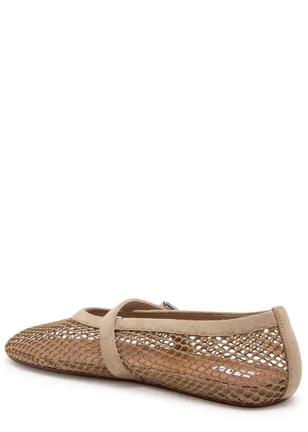 Alaïa Mesh Ballet Flats With Buckled Strap - Grey
