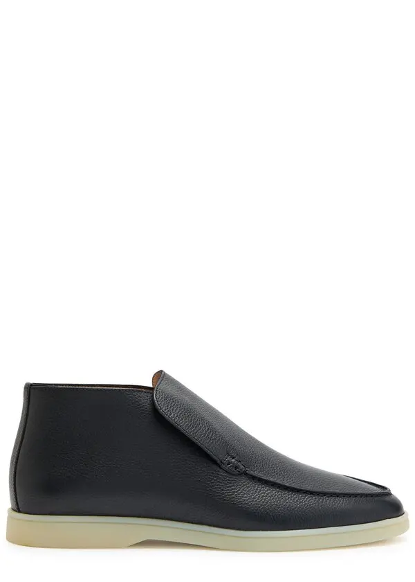AURELIEN City Grained Leather Loafers - Navy