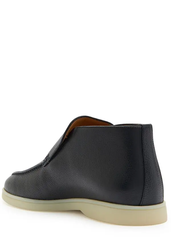 AURELIEN City Grained Leather Loafers - Navy