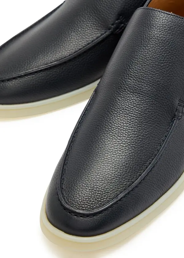 AURELIEN City Grained Leather Loafers - Navy