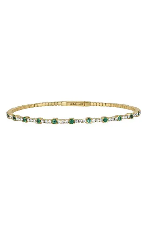 Bony Levy El Mar Diamond And Gemstone Bangle - 18k Yellow Gold Emerald