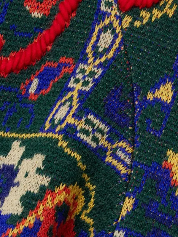 Sacai Draped Embroidered Jacquard-knit Wool Sweater