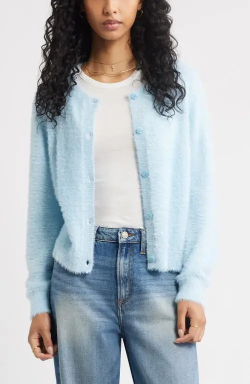 Bp. Fuzzy Scoop Neck Cardigan - Blue Skyride