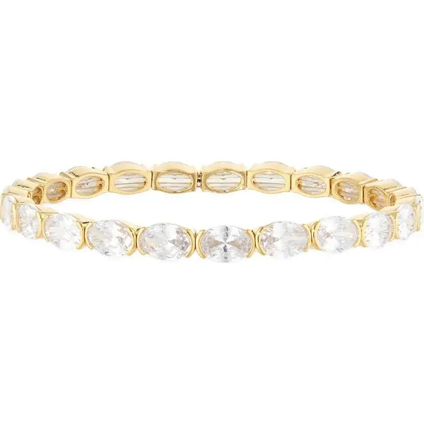 Nordstrom Oval Cut Zirconia Bracelet - Clear- Gold