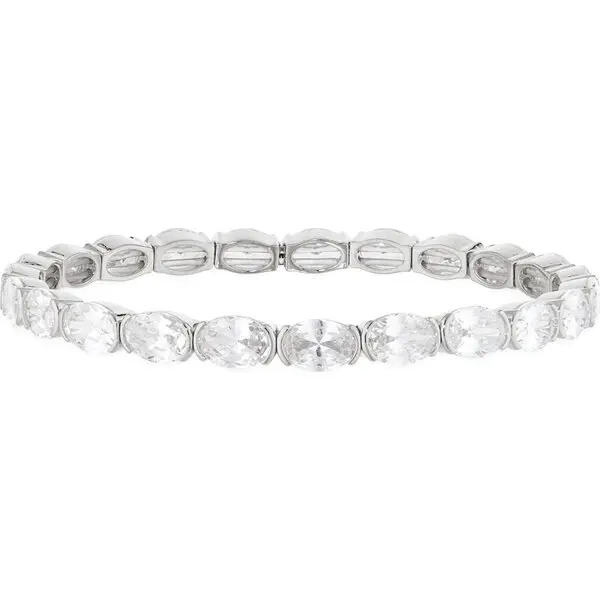 Nordstrom Oval Cut Zirconia Bracelet - Clear- Silver