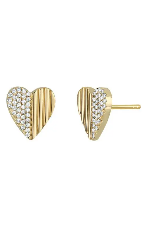 Bony Levy Diamond Heart Stud Earrings - 18k Yellow Gold