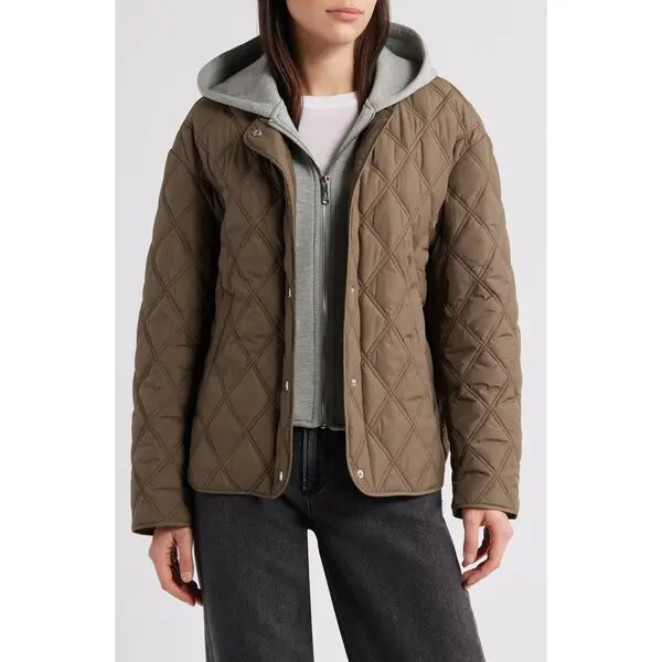 Sam Edelman Hooded Quilted Jacket - Sage