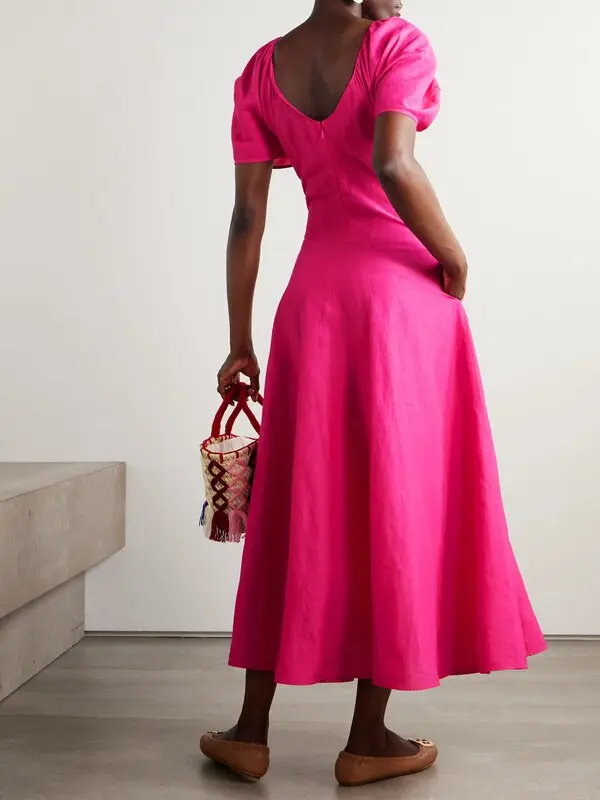 Tory Burch Gathered Woven Midi Dress