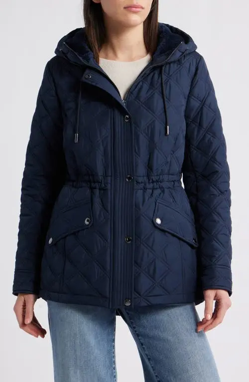Michael Kors Diamond Quilted Hooded Jacket - Midnight