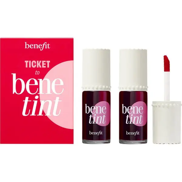 BENEFIT COSMETICS Ticket To Benetint Liquid Lip Blush & Cheek Tint Duo $52 Value - Comin' Up Roses