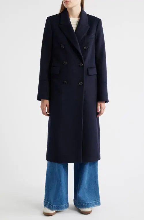 Sam Edelman Double-breasted Wool Blend Military Coat - Navy