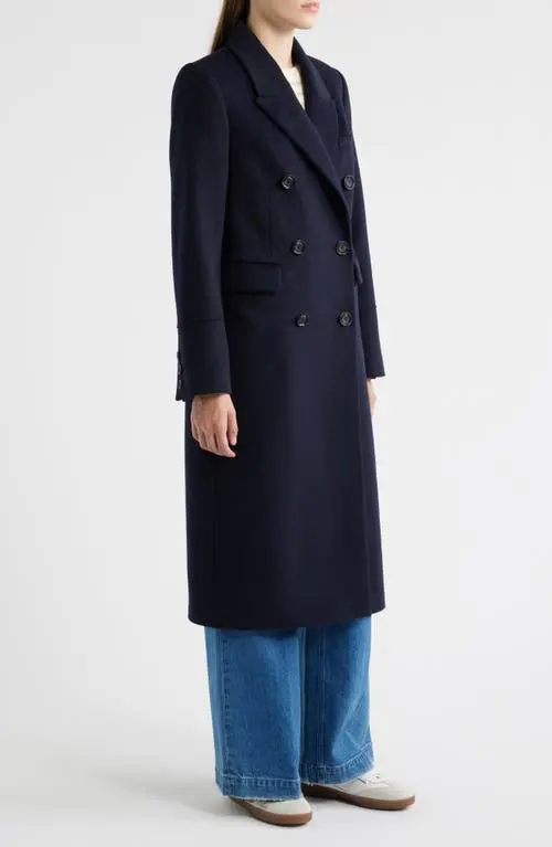 Sam Edelman Double-breasted Wool Blend Military Coat - Navy