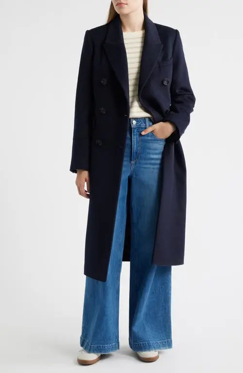 Sam Edelman Double-breasted Wool Blend Military Coat - Navy