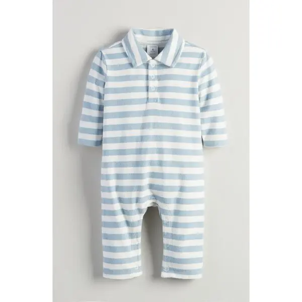 Nordstrom Stripe Cotton Romper - Blue Fog Charm Stripe