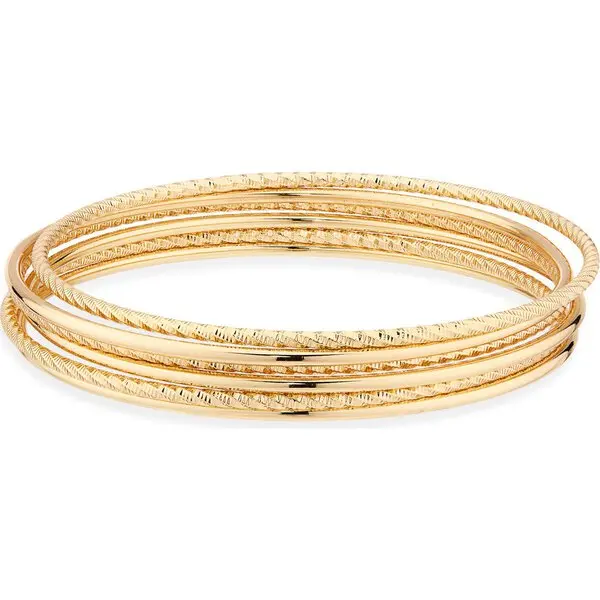 Nordstrom Set Of Five Mixed Texture Bangle Bracelets - Gold