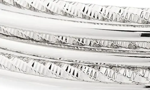 Nordstrom Set Of Five Mixed Texture Bangle Bracelets - Silver