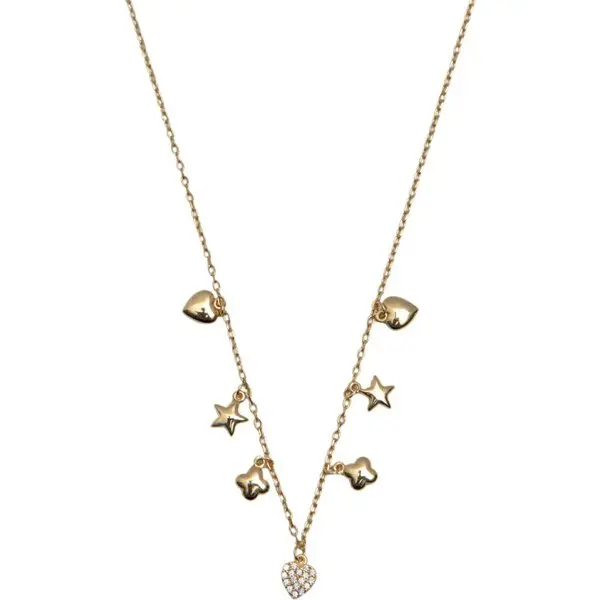 Argento Vivo 18k Plate Sterling Silver Charm Necklace - Gold