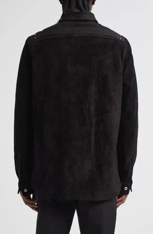 Rick Owens Suede Snap-up Overshirt