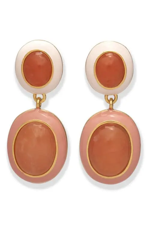 LIZZIE FORTUNATO Peach Aventurine Drop Earrings - Pink