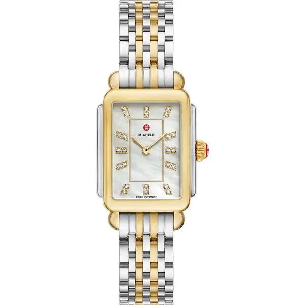 Michele Deco Diamond And Gold Plated Bracelet Watch - Two Tone