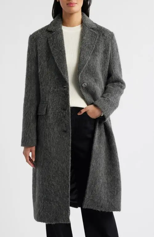 Michael Kors Fitted Longline Coat - Med Grey Heather