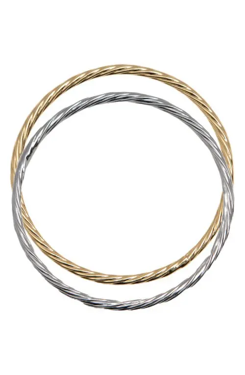 Argento Vivo Two-tone Twisted Bangle Set - Gold/silver