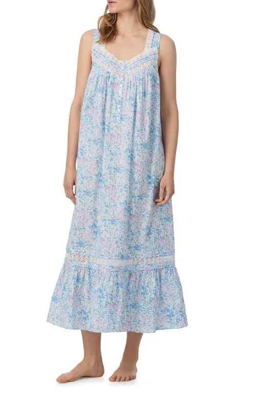 Eileen West Floral Print Cotton Lawn Ballet Nightgown - Watercolor