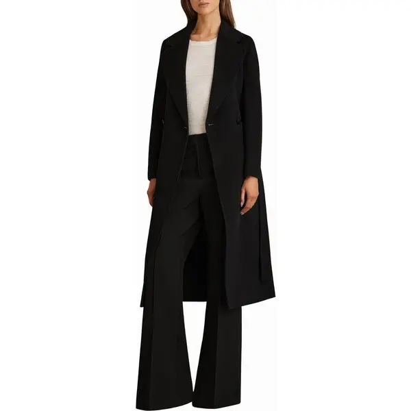 REISS Double-breasted Wool-blend Coat - Black