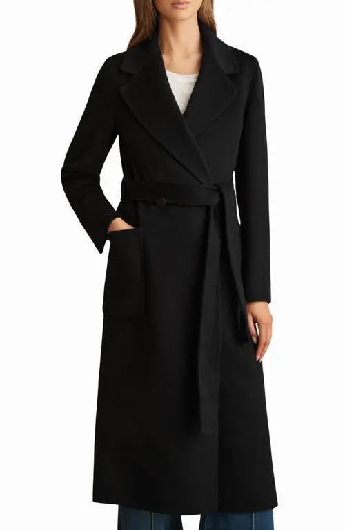 REISS Double-breasted Wool-blend Coat - Black