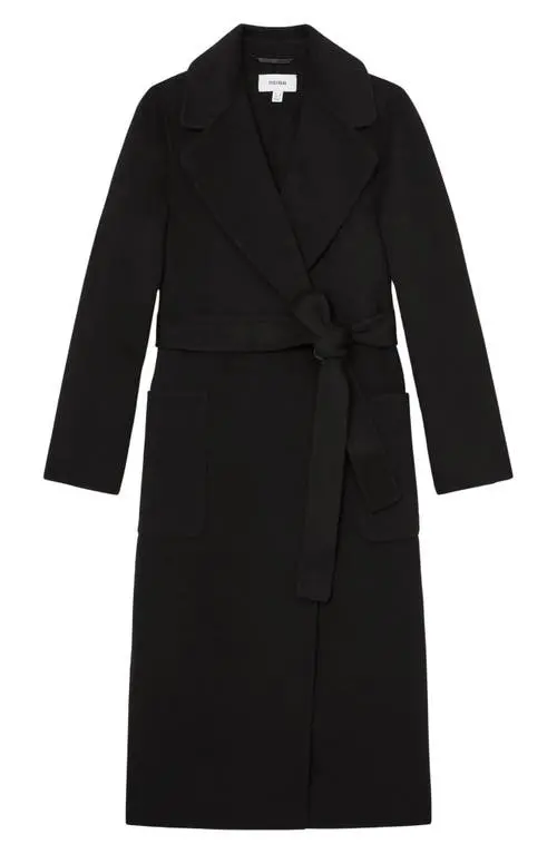 REISS Double-breasted Wool-blend Coat - Black