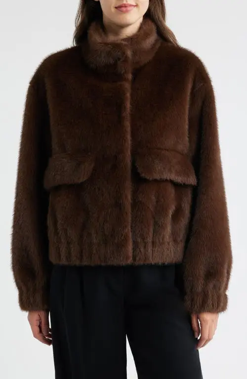 Sam Edelman Faux Fur Bomber Jacket - Chocolate