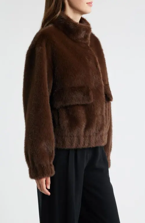 Sam Edelman Faux Fur Bomber Jacket - Chocolate