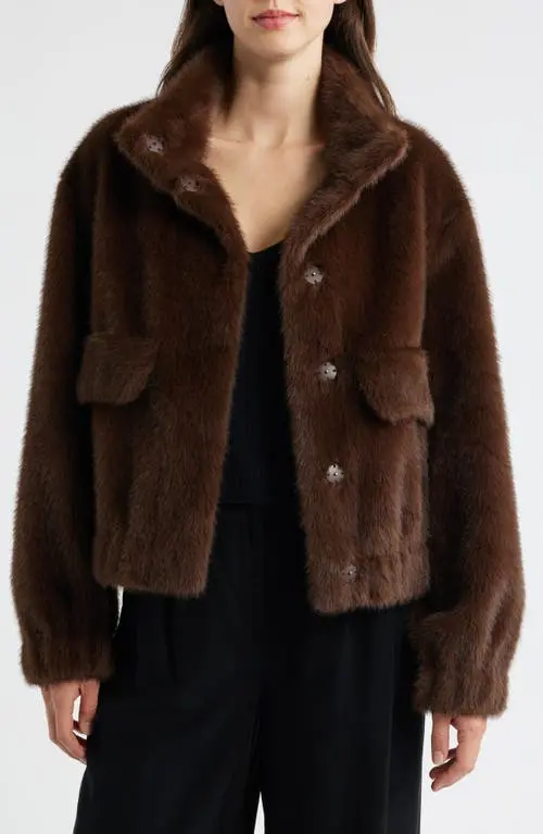 Sam Edelman Faux Fur Bomber Jacket - Chocolate