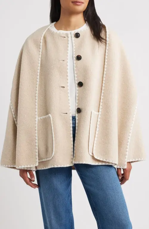 Bcbgmaxazria Embroidered Trim Scarf Coat