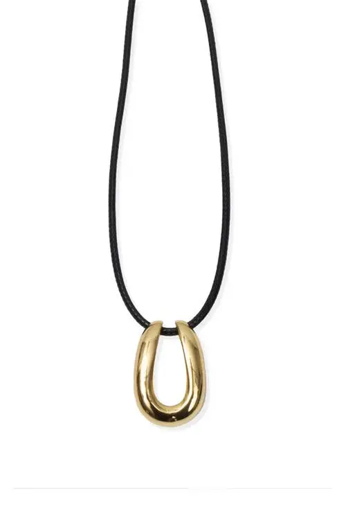 Argento Vivo Serena Horseshoe Pendant Cord Necklace - Gold