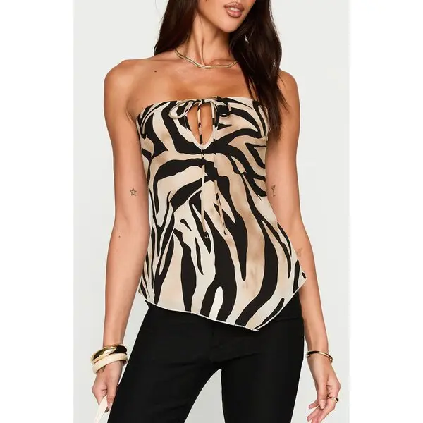 Princess Polly Strapless Animal Print Top